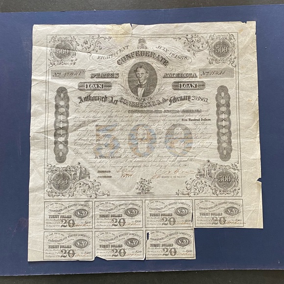 Other | Confederate States Of America Five Hundred Dollar Bond W ...